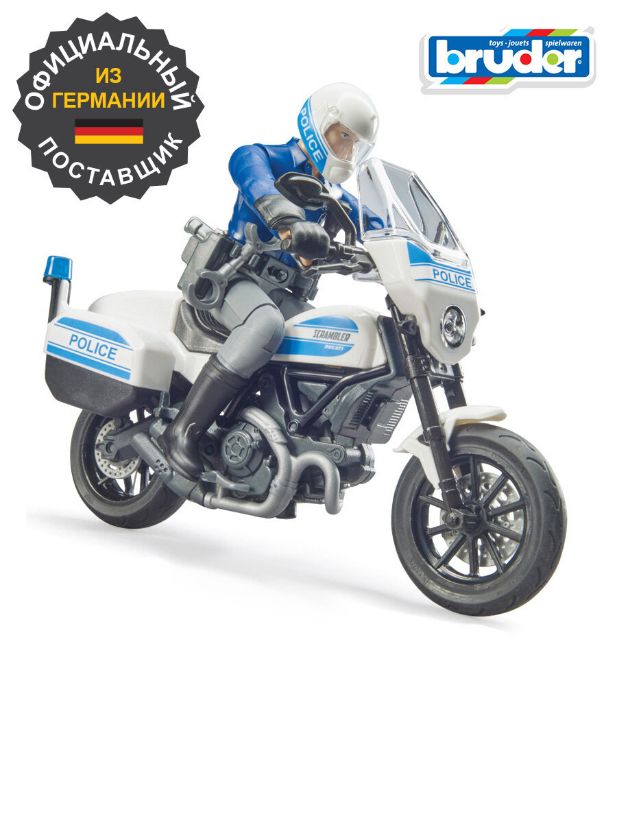 Брудер, мотоцикл Scrambler Ducati с фигуркой полицейского, Bruder
