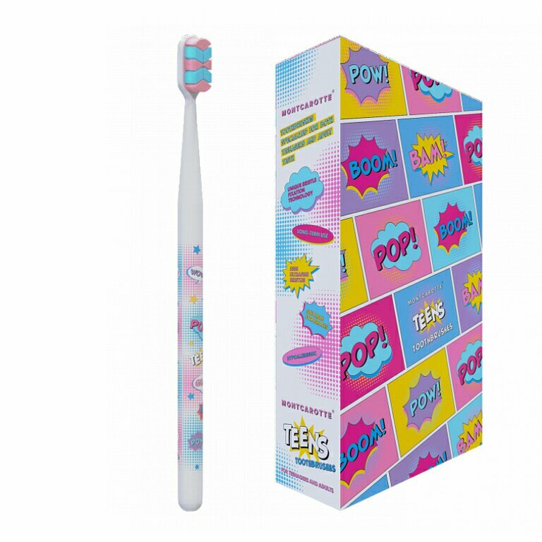 MONTCAROTTE TEENS Toothbrush pack Зубная щетка 7+ TEENS Белая упаковка 6 шт