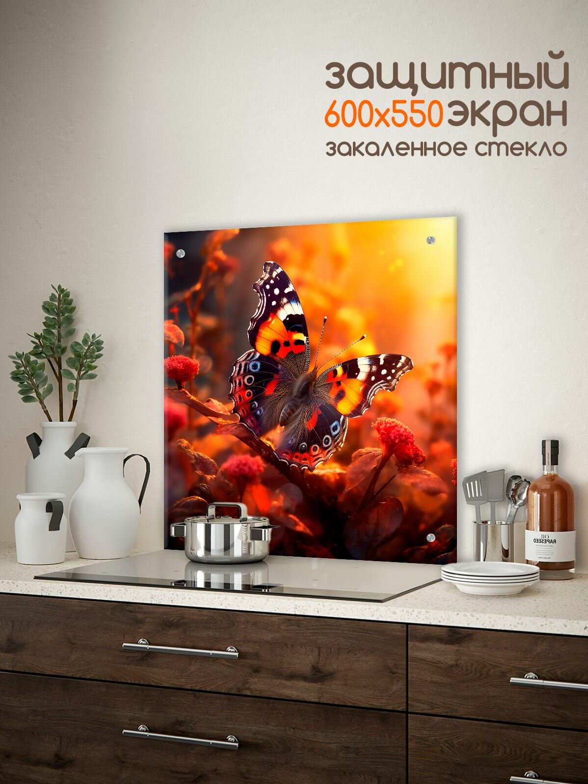 Защитный экран для плиты 600х550 мм. Стеновая панель для кухни. Фартук для кухни на стену