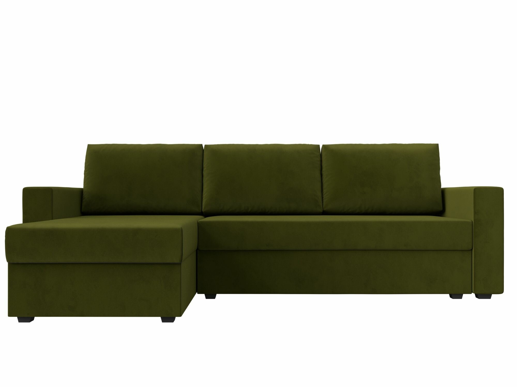 Диван угловой Траумберг Лайт левый угол, микровельвет зеленый