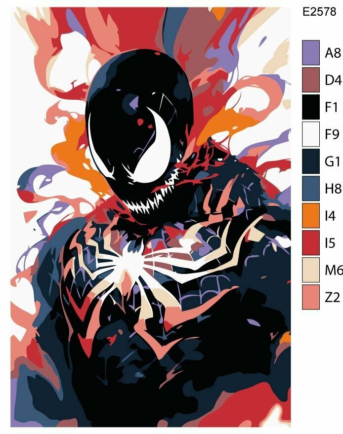 Детская картина по номерам E2578 "Веном" 20x30