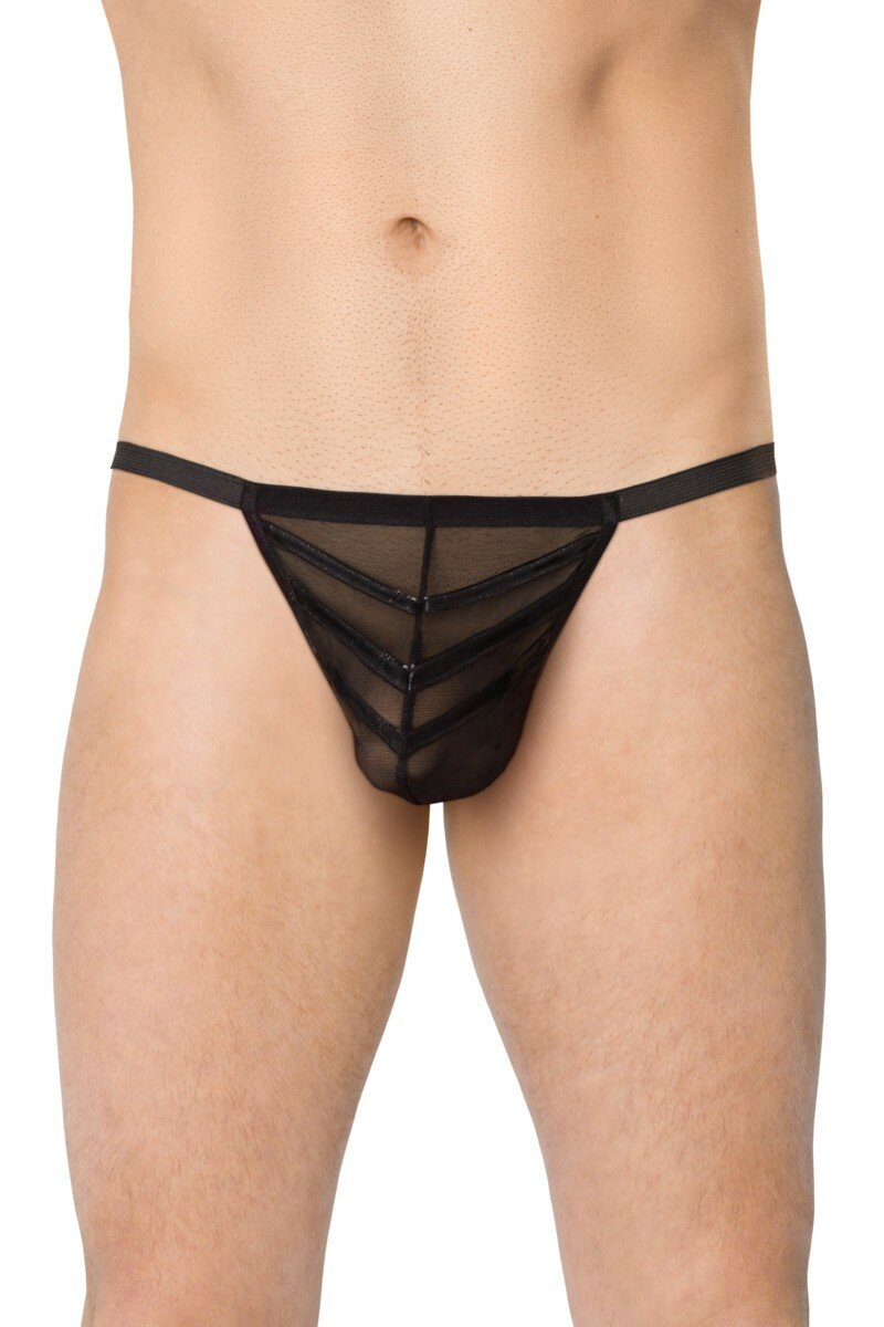 Стринги Soft Line Collection, мужские, с полупрозрачной паховой областью, черные