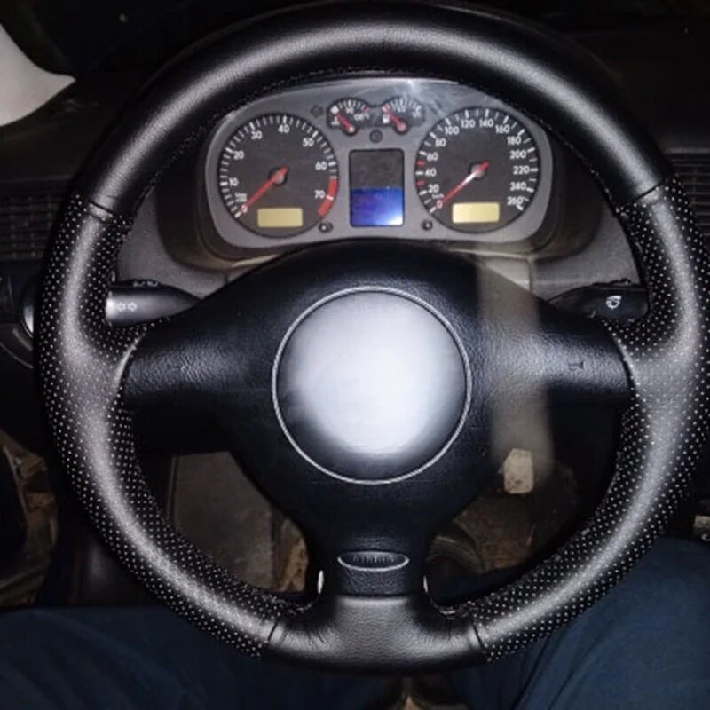 Чехол на руль из мягкой искусственной кожи своими руками для Volkswagen VW Passat B5 Golf 4 1996-2003 Polo 1999-2002 Seat Leon 1999-2004 Blue Thread