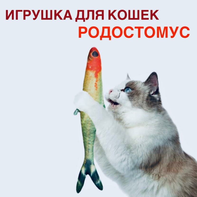 Игрушка-антистресс для кошек и собак Родостомус, 21см, зеленый, 1шт