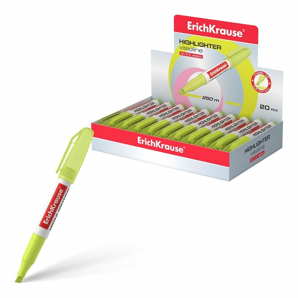 Текстмаркер ErichKrause Visioline V-11 Mini Neon, цвет чернил желтый