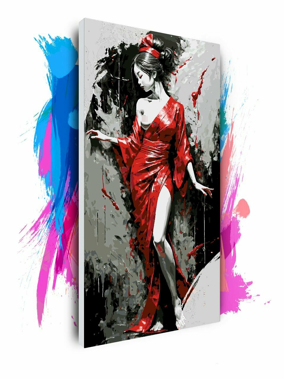 Картина по номерам на холсте Гейша, 30 х 60 см