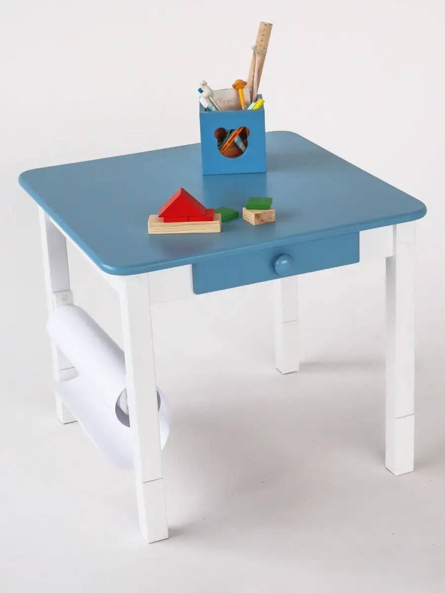 Детский стол растущий с ящиком деревянный