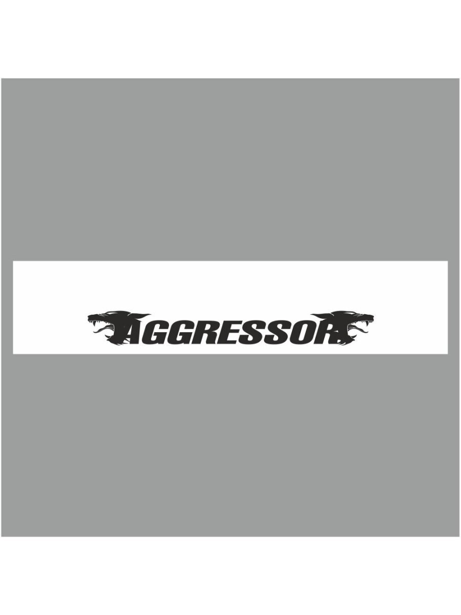 Полоса на лобовое стекло "AGRESSOR", белая, 1260х270 мм, Арт рэйсинг