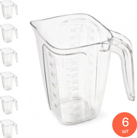 Мерный стакан Martika / Мартика Диамант с носиком, полистирол прозрачный 1л / емкость мерная / кувшин для кухни (комплект из 6 шт)