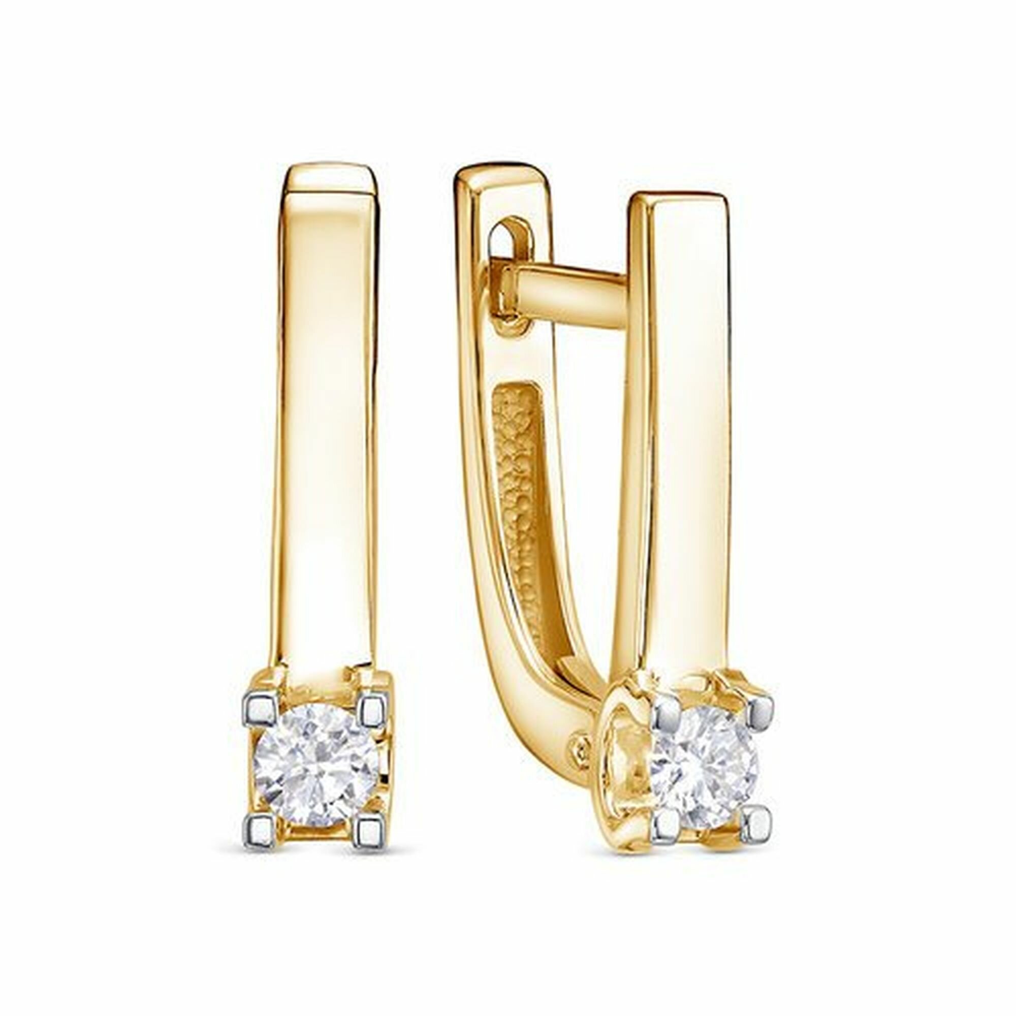 Серьги, желтое золото, 585 проба, бриллиант