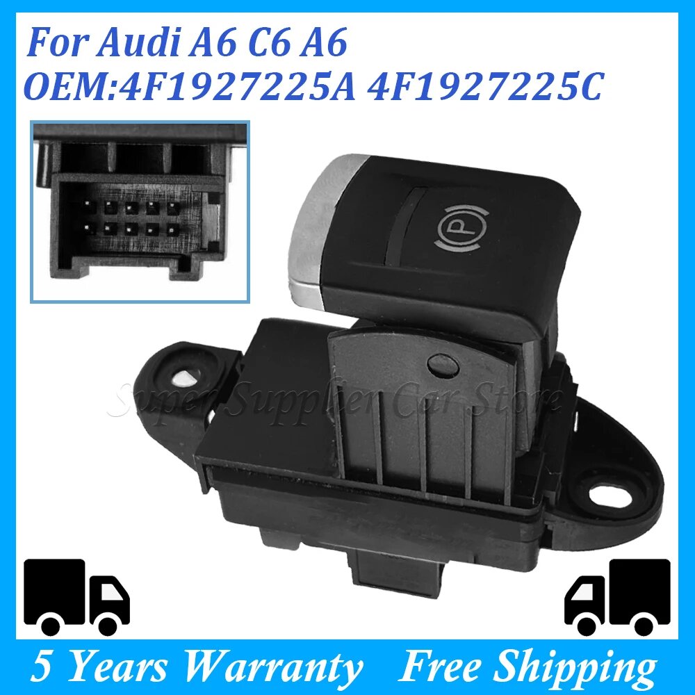 Кнопка стояночного тормоза (ручника) для Audi A6 C6, A6 Allroad, Quattro, S6, RS6 (номера деталей: 4F1927225C, 4F1927225A, 4F1 927 225A, 4F1 927 225C)