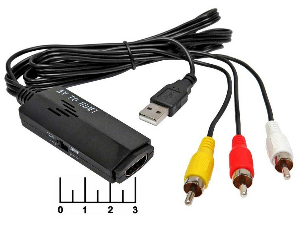 Конвертор 3RCA-выход HDMI + USB H74 (A4350)