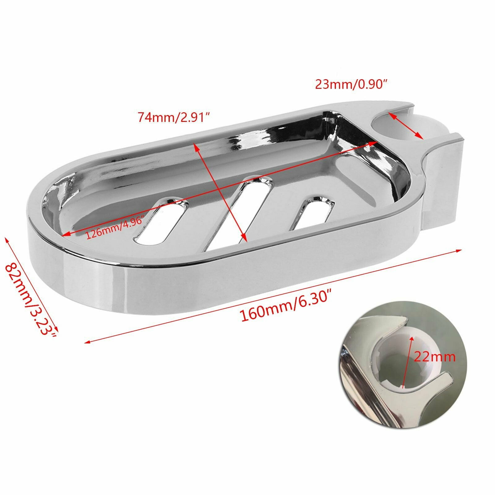 Регулируемая мыльница для душа из АБС-пластика с хромированным покрытием, удобное крепление на штангу, компактный размер, сохраняет мыло сухим