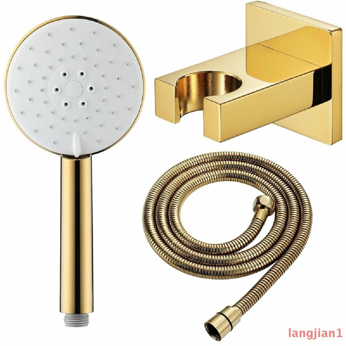 Круглая насадка для ручного душа из АБС-пластика с медным основанием и душевой шланг из нержавеющей стали длиной 15 м B