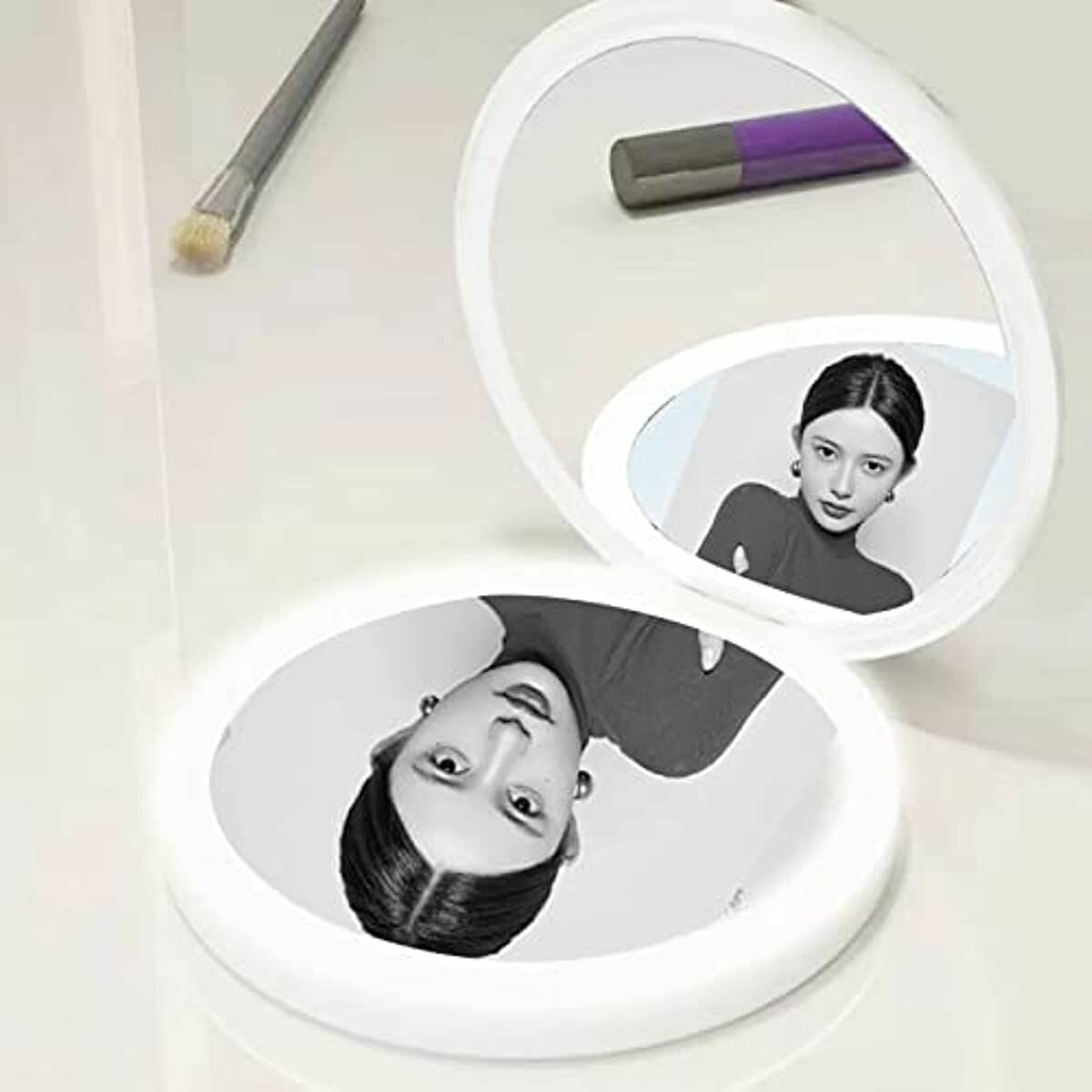 Зеркало с УФ-камерой для тестирования солнцезащитного крема, портативное складное дорожное зеркало для визуализации лица
