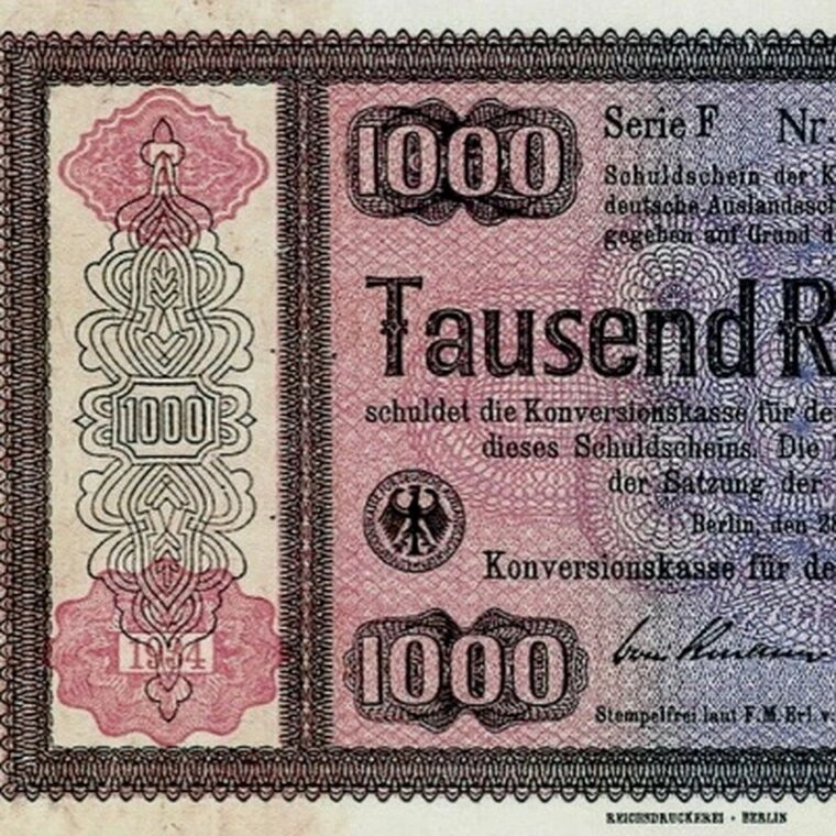 1000 рейхсмарок 1934 конверсионный билет Германии, сувенирная копия, банкноты и купюры редкие коллекционные
