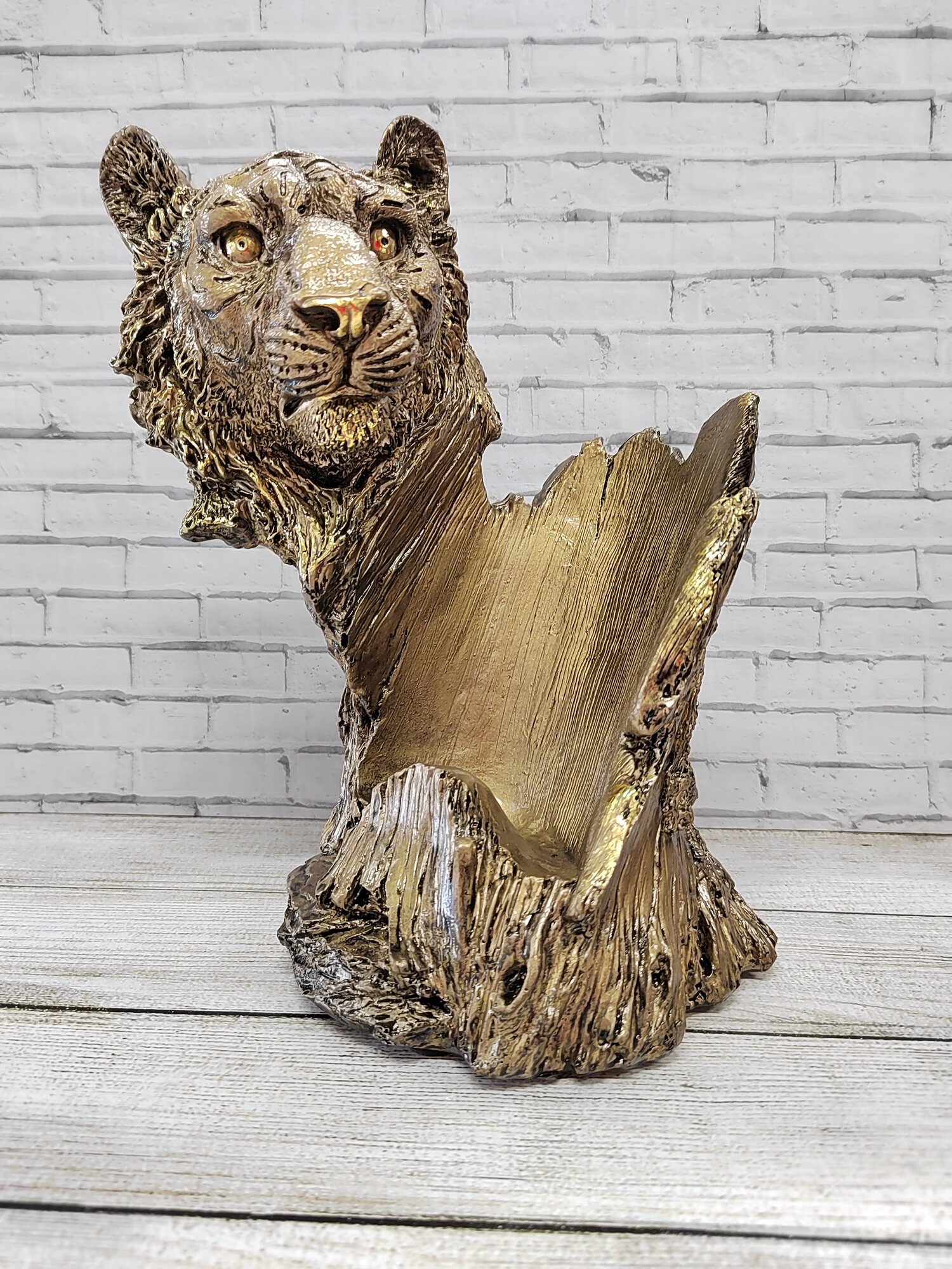 Подставка под бутылку тигр золотистый декор для украшения стола 713880/116 15*21*24 см
