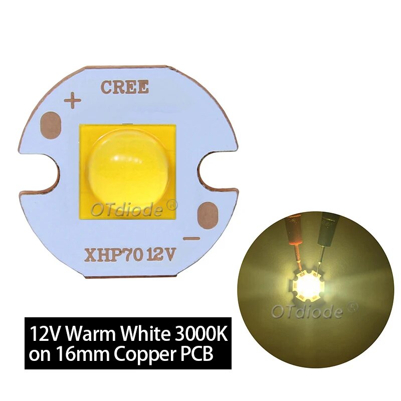 Светодиодный излучатель Epileds 7070 XHP70.2 20Вт 12V WW 16mm Copper