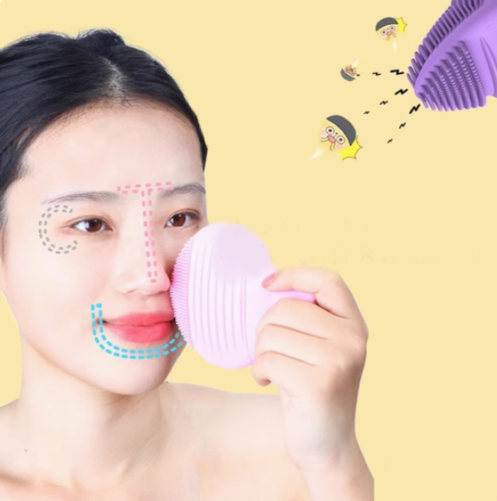 Ручной массажер для лица. Электрическая щетка для очищения кожи женская скрабер. Силиконовая ультразвуковая вибрационная. Очиститель косметики. Loloki