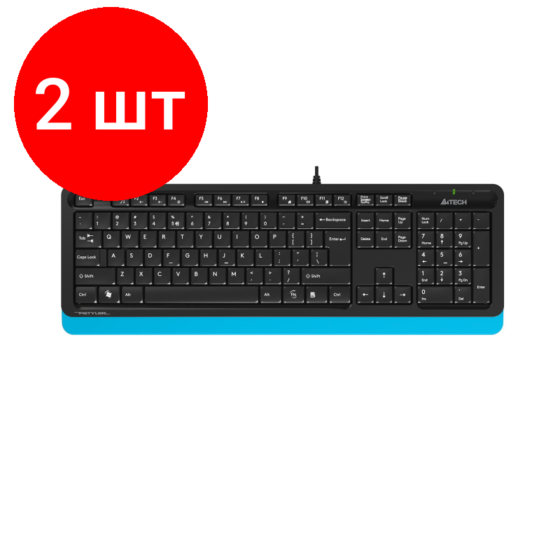 Комплект 2 штук, Клавиатура A4Tech Fstyler FK10 черный/синий USB