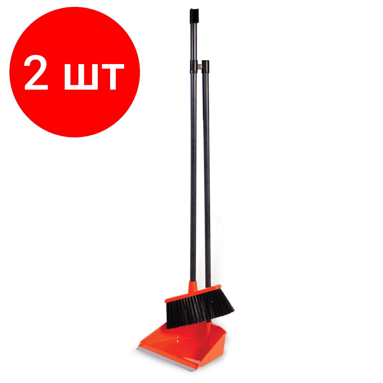 Комплект 2 шт, Совок для мусора 20х25 см + щетка 18х8 см, длинные рукоятки 80 см, "Ленивка", пластик, IDEA, М5177, М 5177