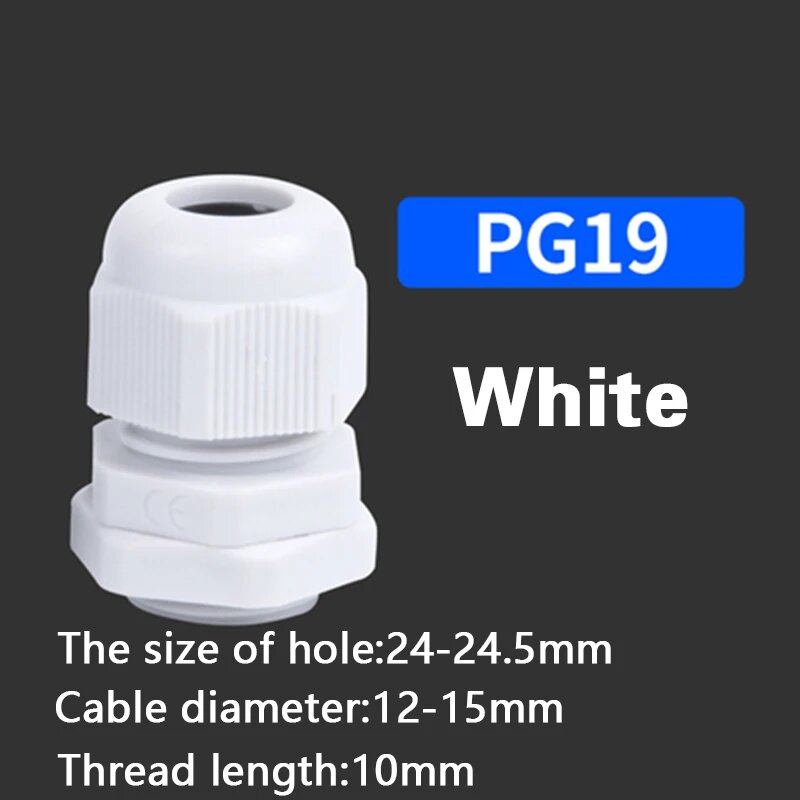 Водонепроницаемые кабельные вводы IP68 PG7-PG36, белый, черный PG19 white