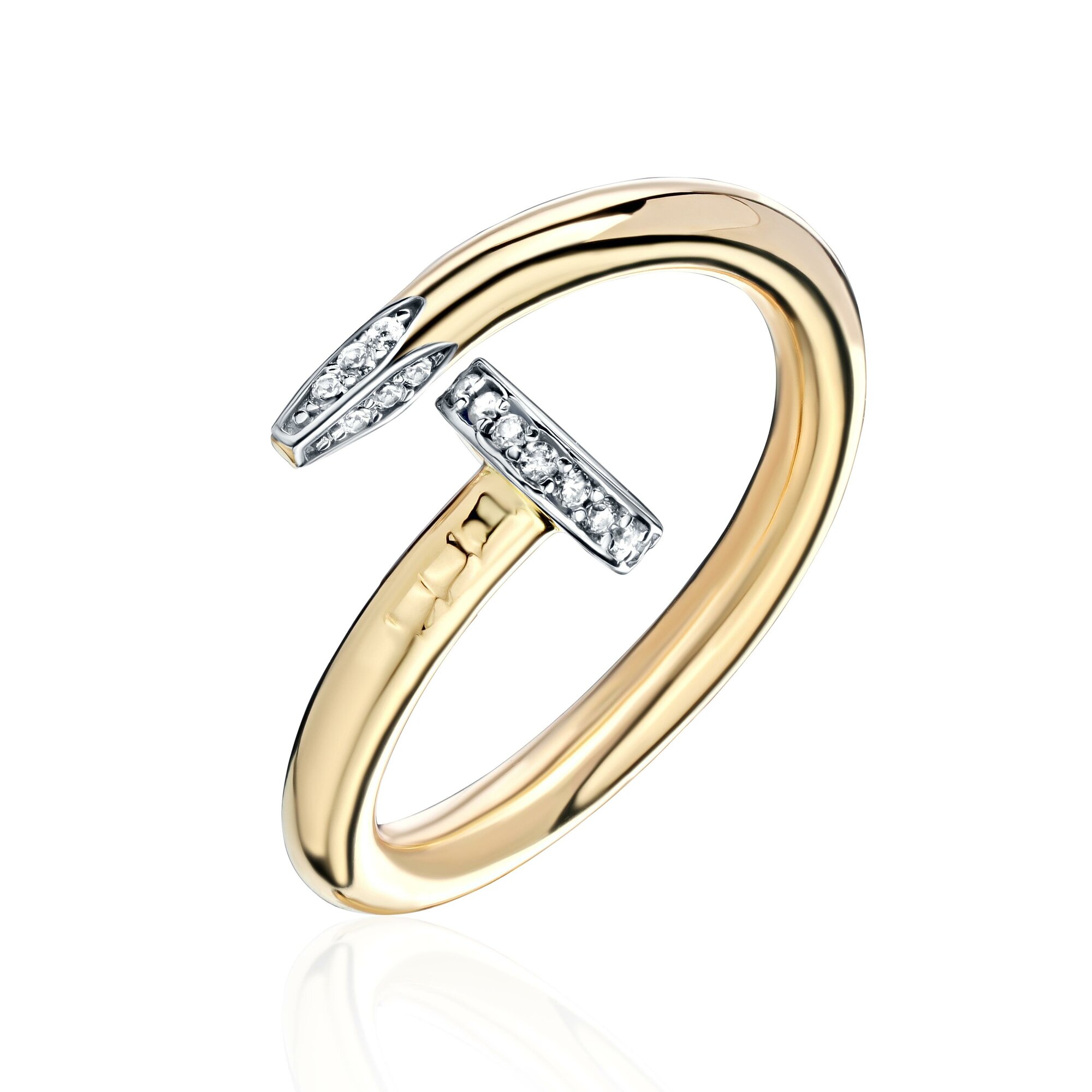 Кольцо, красное золото, 375 проба, родирование, фианит