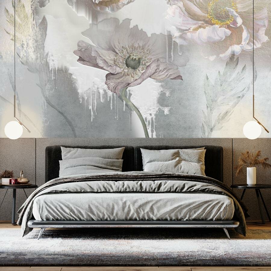 Фотообои Маки абстракция 13-772-S-Песок 270 x 200 см (ВхШ) Метровые, флизелиновые, влагостойкие обои