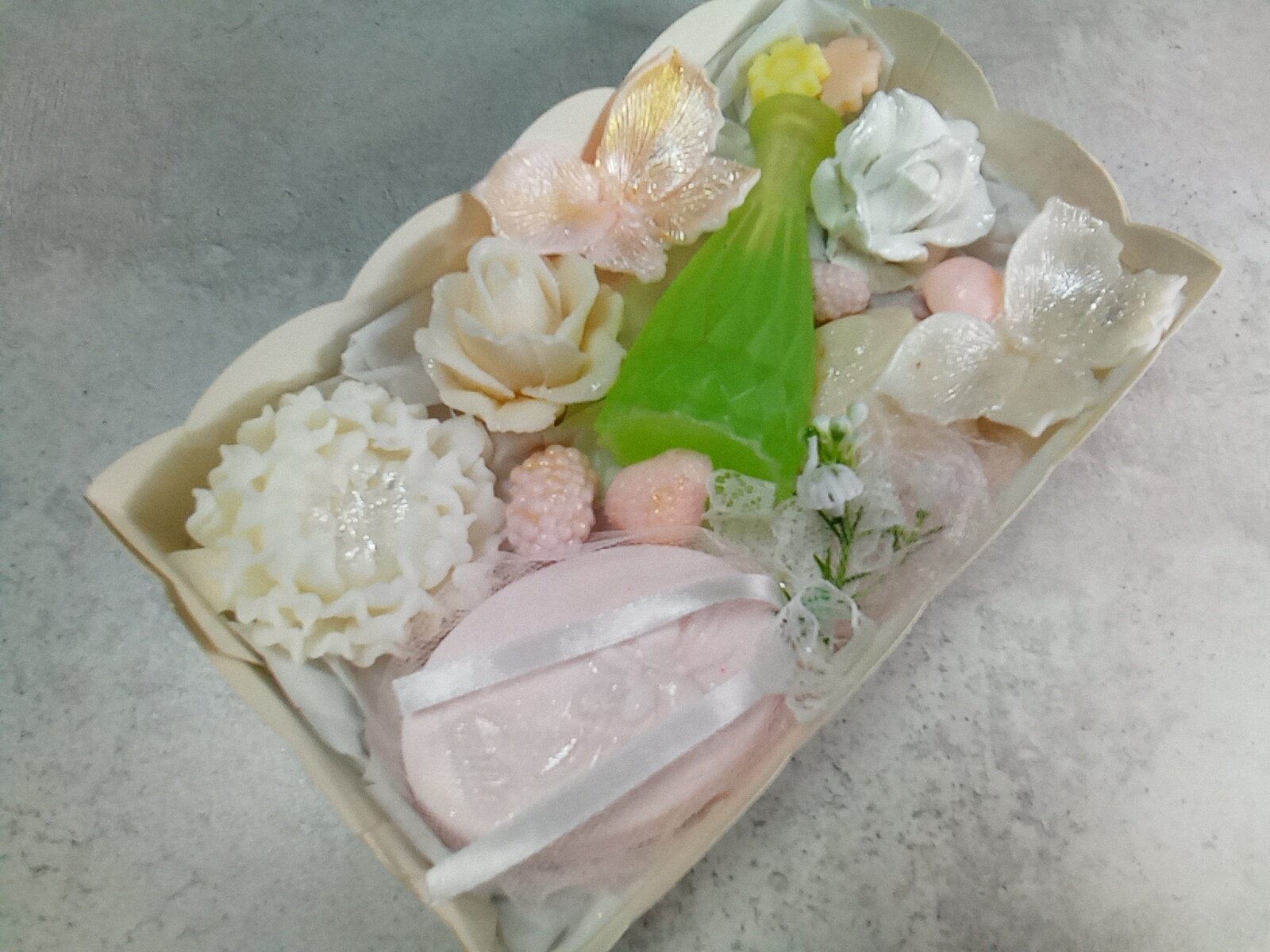 Мыло сувенирное, Ваза с цветами, ручная работа, в коробке,350 г.