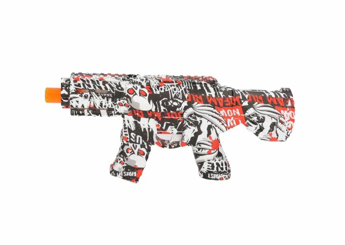 Детский Орбиз Автомат M416 mini , стреляет мягкими шариками, гидрогеилевый автомат, гидробольный (Черепа красный/Белый)