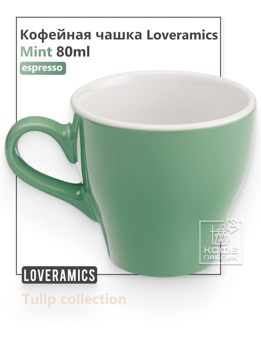 Кофейная чашка Loveramics Tulip 80 мл, цвет Mint (Мятный), керамический фарфор