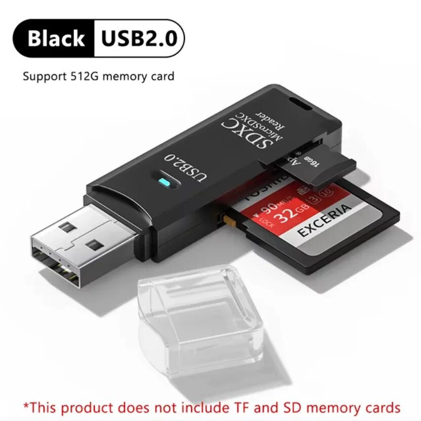 Кардридер YTYIN 2-в-1 USB 3.0/2.0 Black - USB 2.0