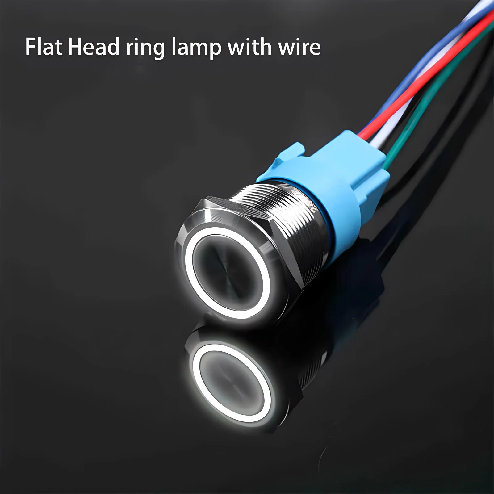 Металлический кнопочный переключатель с подсветкой 19mm with wire, WHITE LED, Momentary, 3V-6V(5V)