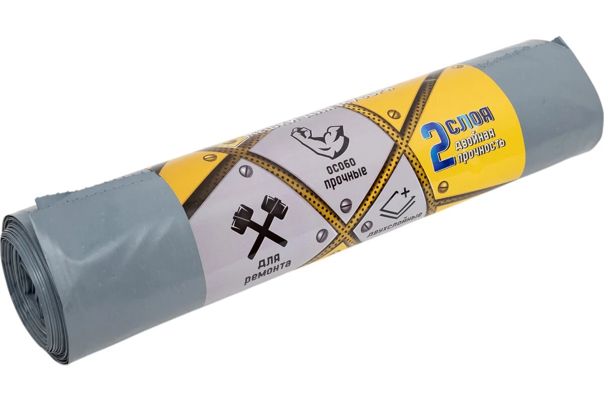 Ромашка ТТ-ВР-240/5/8/С мешки для мусора в рулоне 5 шт 100х130 см 240 л ПВД 80 мкм серые