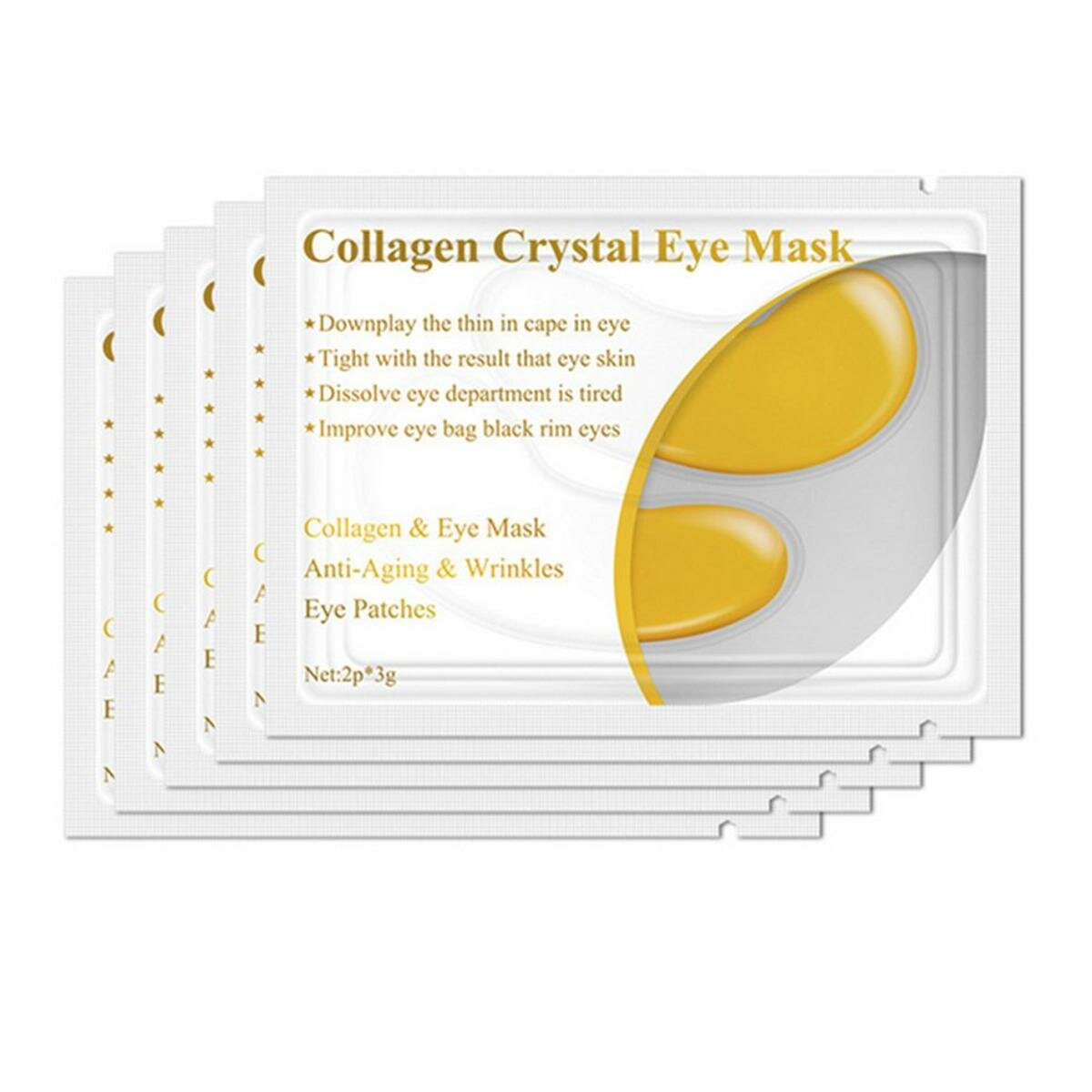 1 пара коллагеновых протеиновых масок для глаз, патчей для глаз, удаления темных кругов, ухода за глазами - золото
