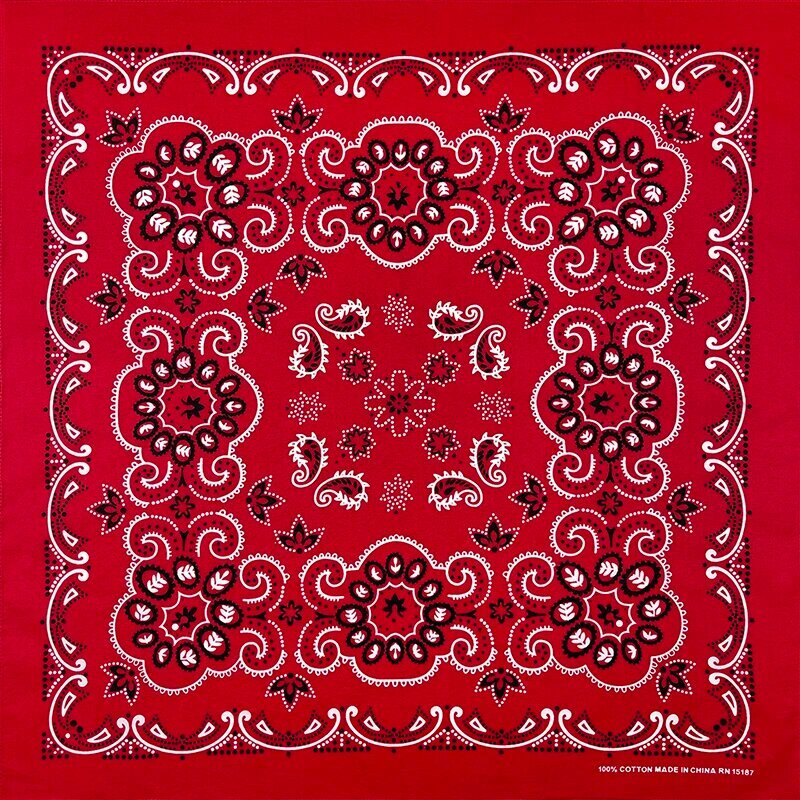 NIUPOZ Черная хлопковая бандана-платок 70 см Красный, 3