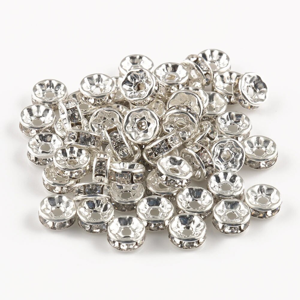 Горный хрусталь Рондель бусины 4 6 8 10 мм 50 шт 10mm, Silver