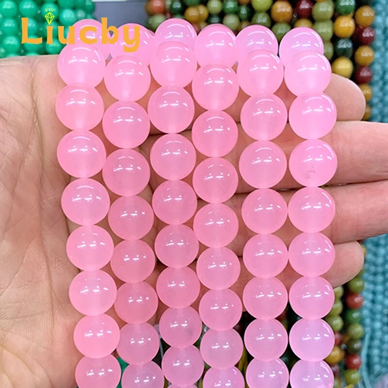 Бусины из розового халцедона и нефрита 15 дюймов 6mm-about 62pcs