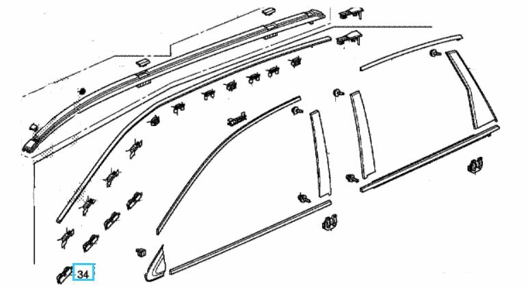 Фиксатор B, ветровое стекло; боков. (Оригинал)