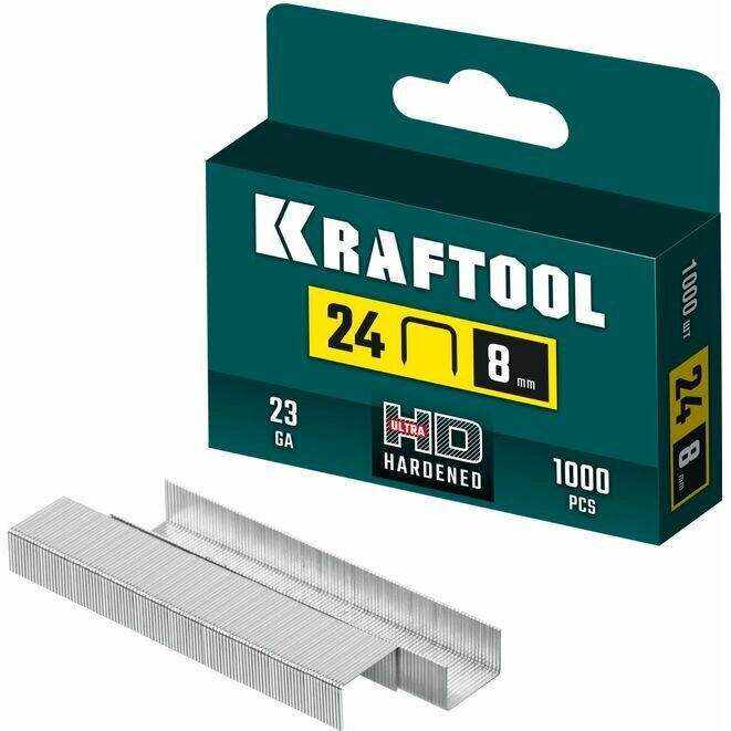 Скобы для плайера, KRAFTOOL 8 мм, тип 24, 1000 шт.