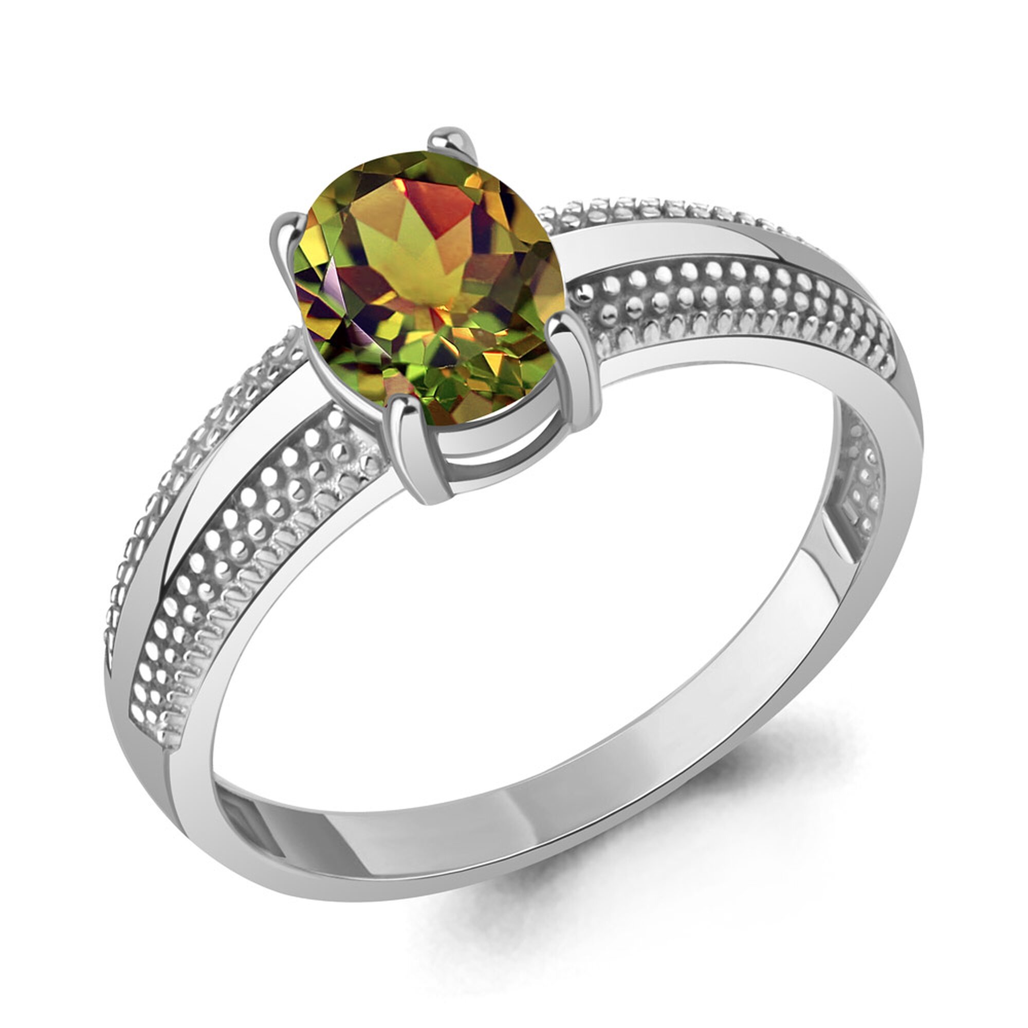 Кольцо, серебро, 925 проба, родирование, султанит