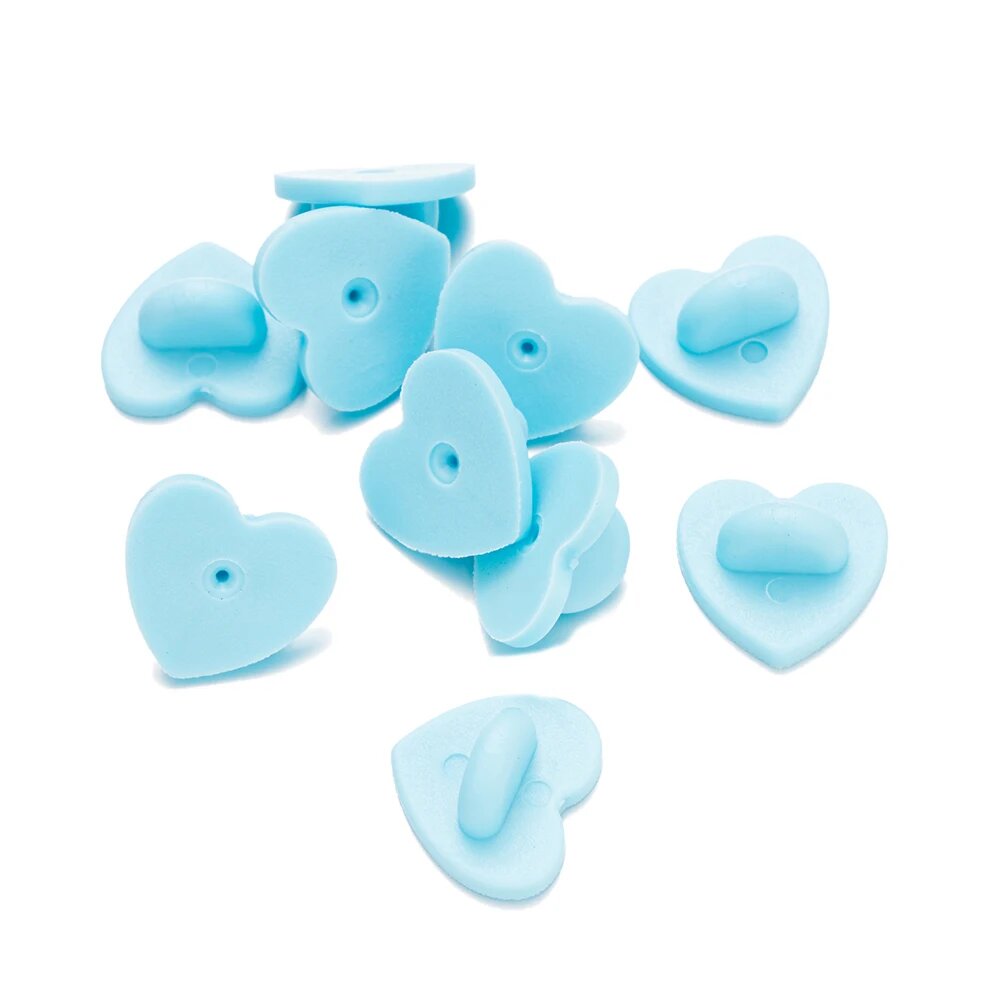 Резиновые булавки для брошей 50 шт Light blue Heart