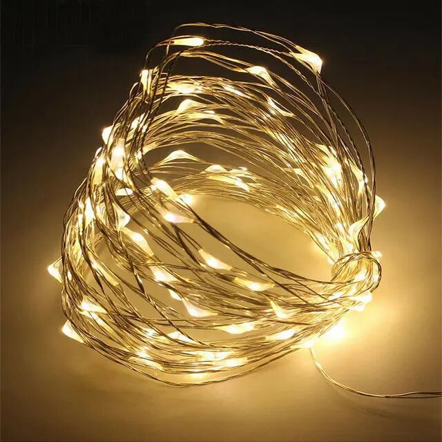 Медная светодиодная гирлянда OKAL RED EAST Warm, Battery, 5M 50Leds