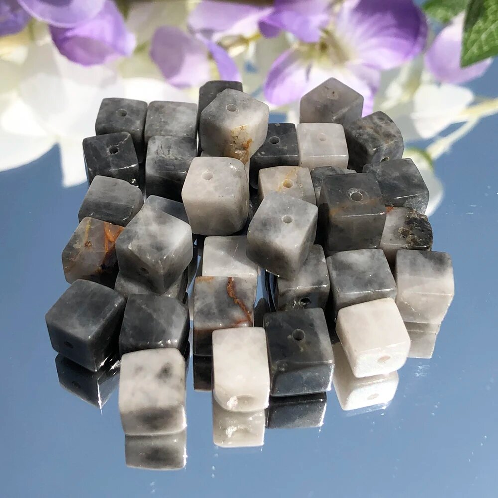 Натуральные квадратные бусины JILKOL агат нефрит амазонит 4мм/6мм/8мм 4mm 91pcs beads, Hawk Eye