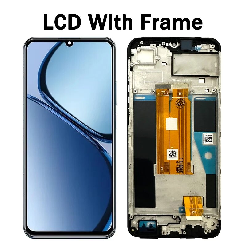6,74-дюймовый экран для OPPO Realme C61, рамка ЖК-дисплея + сенсорная панель, Black With Frame