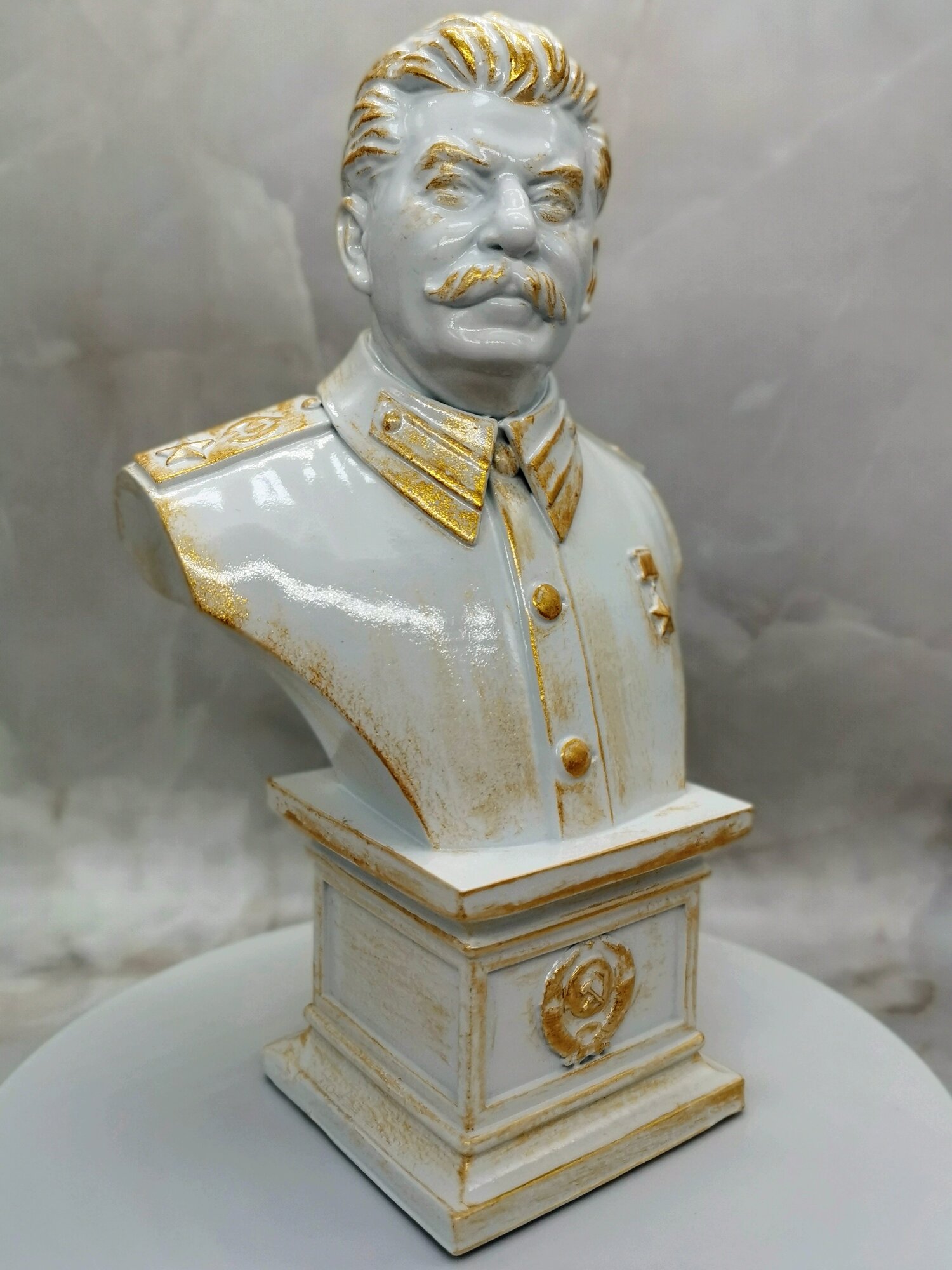 Бюст Сталина 7 см / Статуэтка Сталина на постаменте с гербом СССР