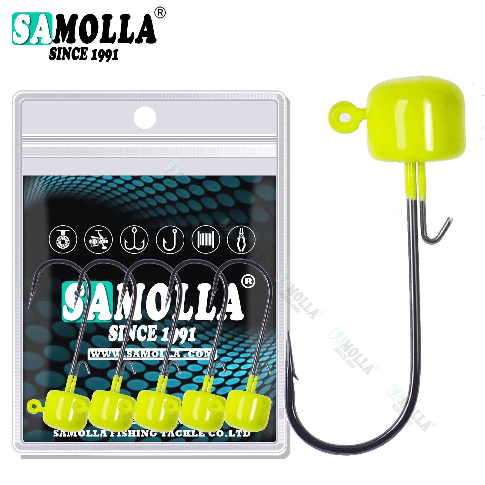 Крючки для мормышек SAMOLLA высокоуглеродистая сталь 1,6-5,8 г Зеленый, 3.0g, 5pcs