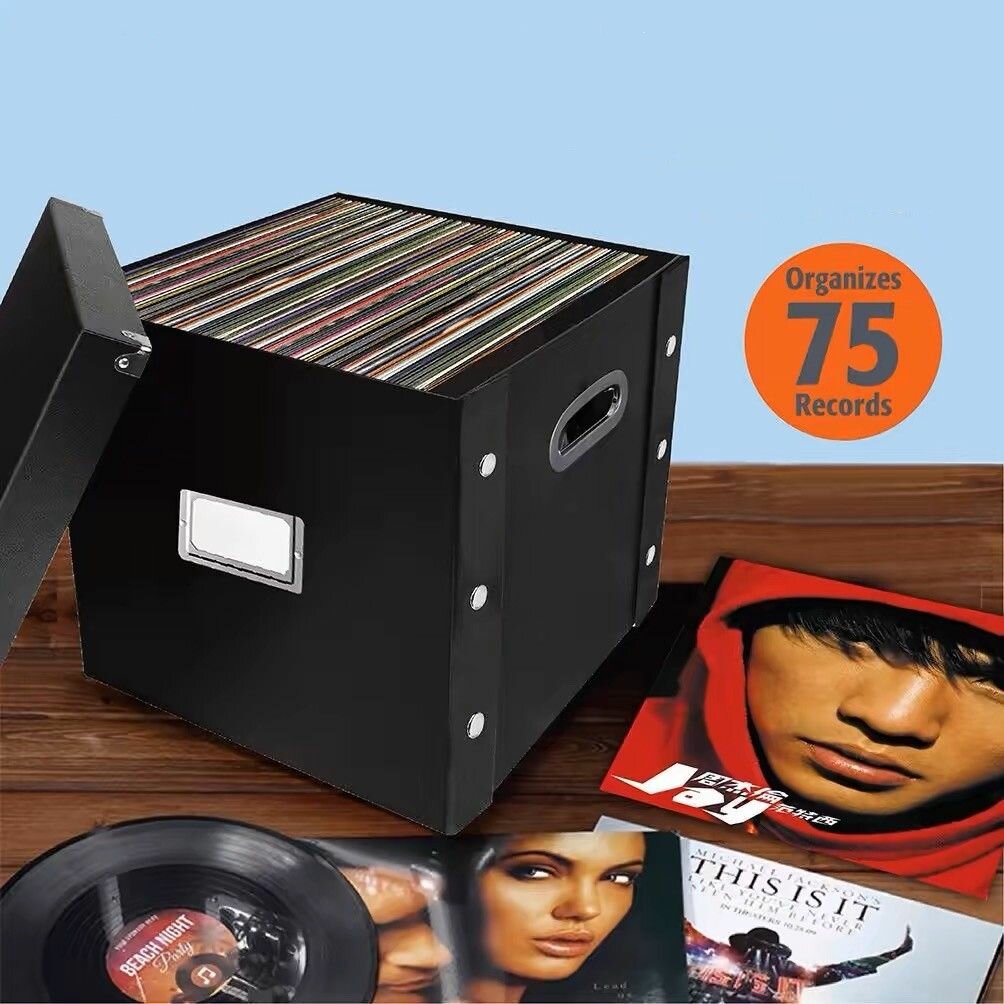 Подставка ящик для хранения виниловых пластинок и журналовЯщик кейс органайзер для хранения до 75 виниловых пластинок