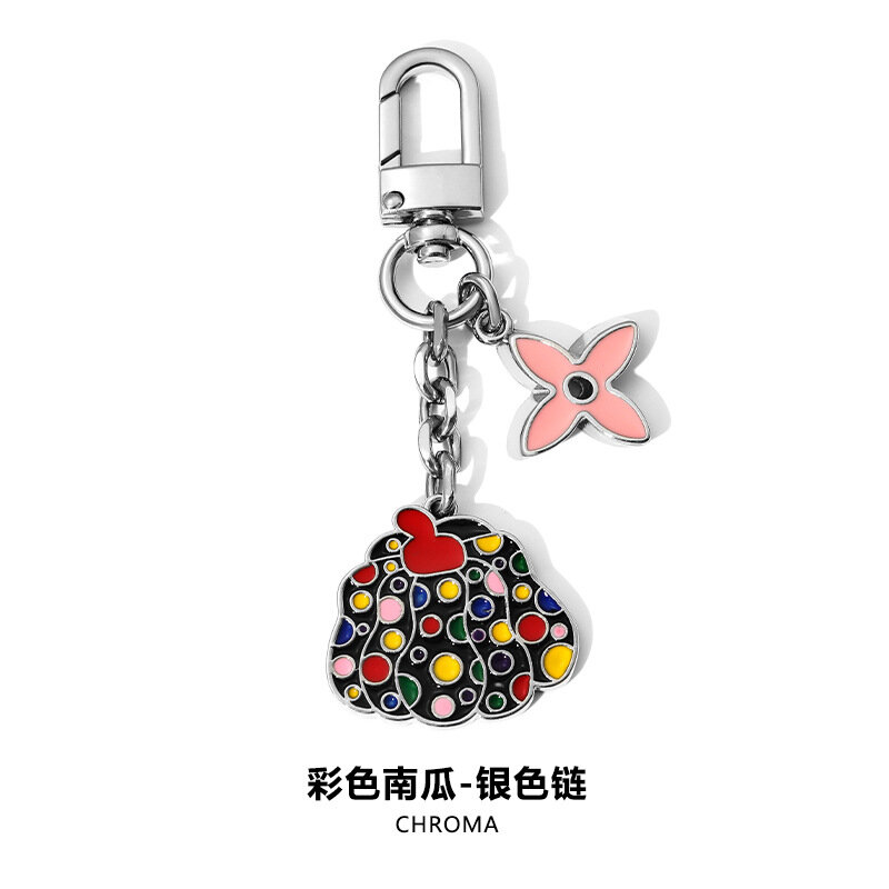 Брелок-подвеска H-116, цветная тыква, с четырехлистным клевером