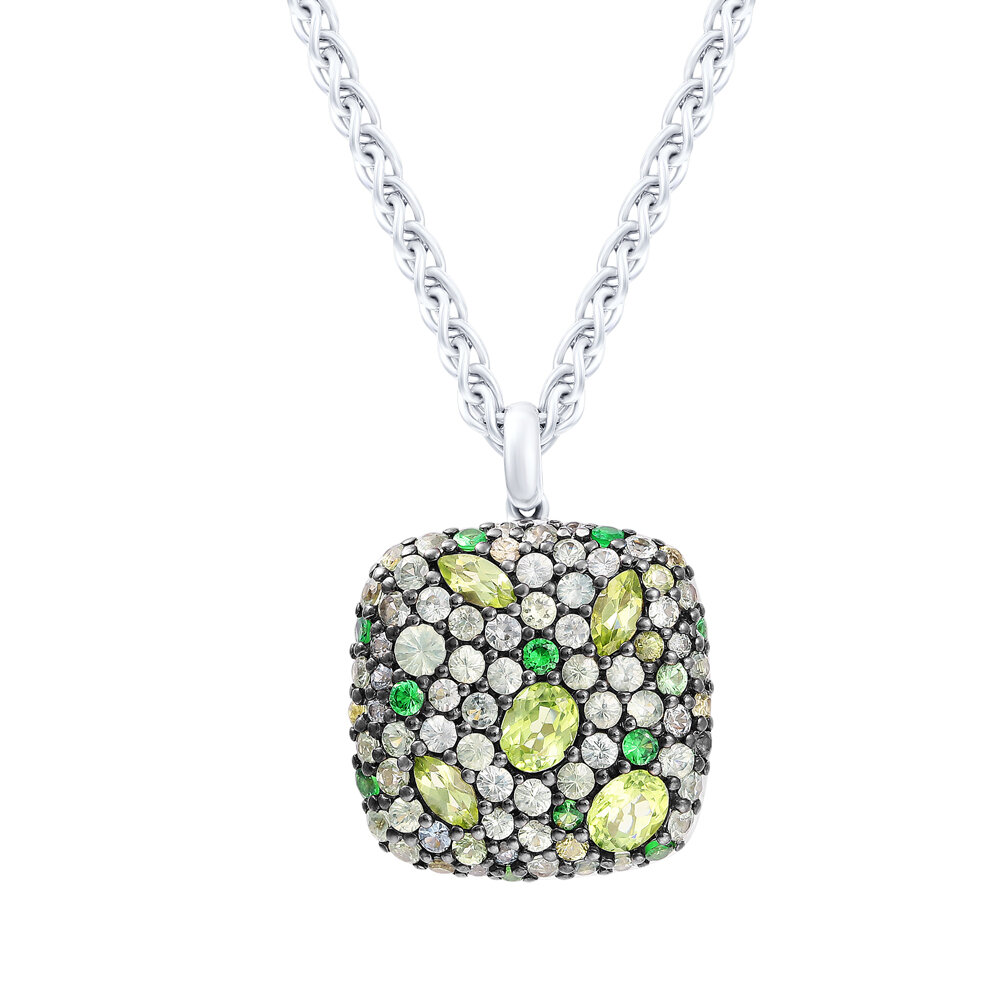 Шарм, серебро, 925 проба, перидот, сапфир, цаворит